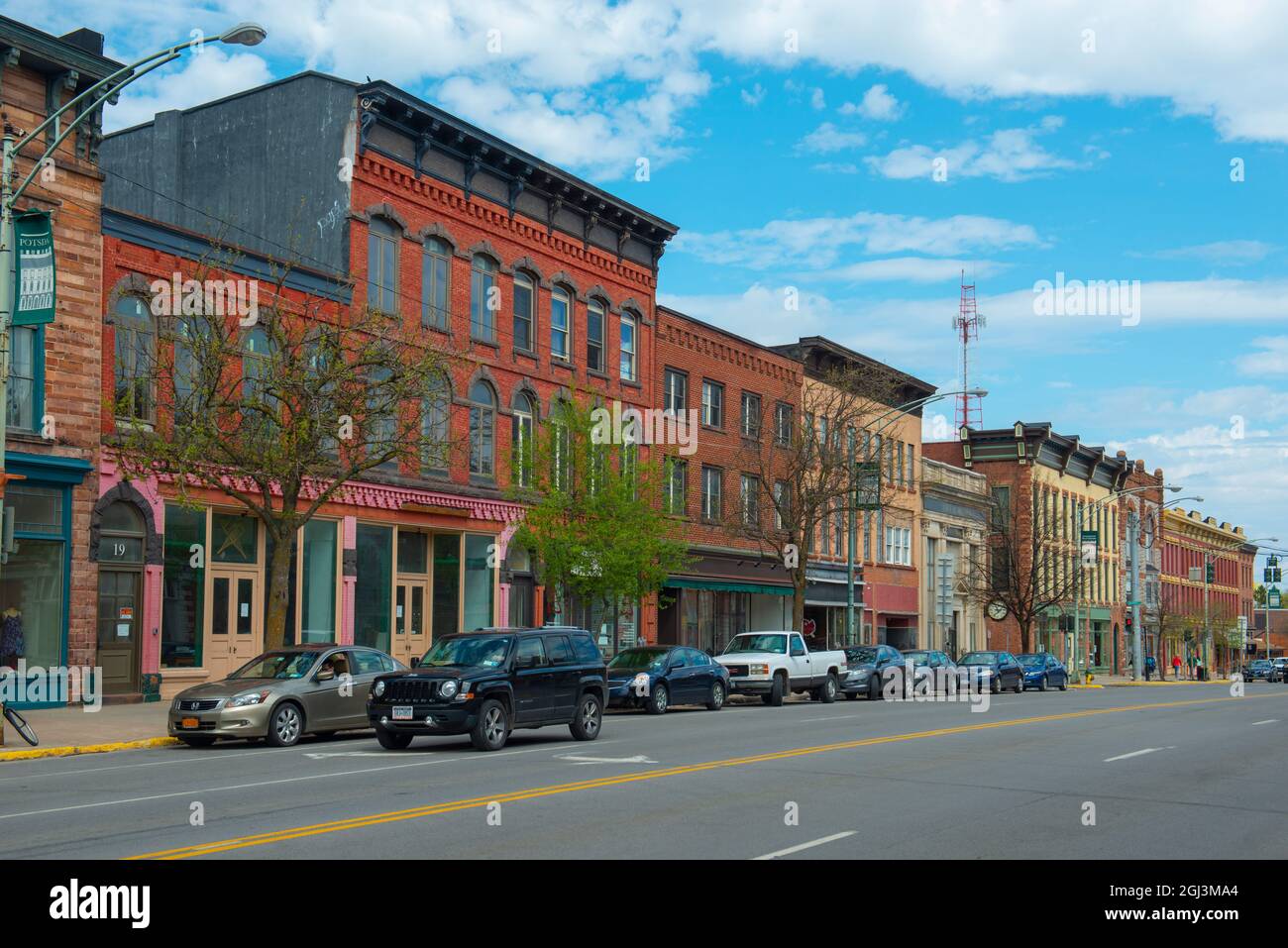 Historic sandstone and brick commercial buildings with Italianate style ...