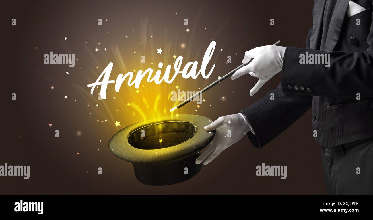 Old Magician is showing magic trick Stock Photo - Alamy