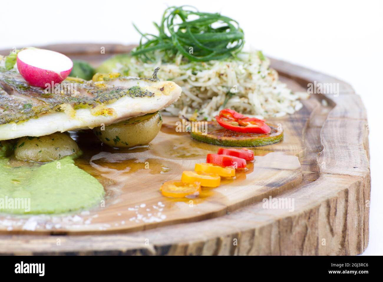 Gourmet fish plate Stock Photo - Alamy