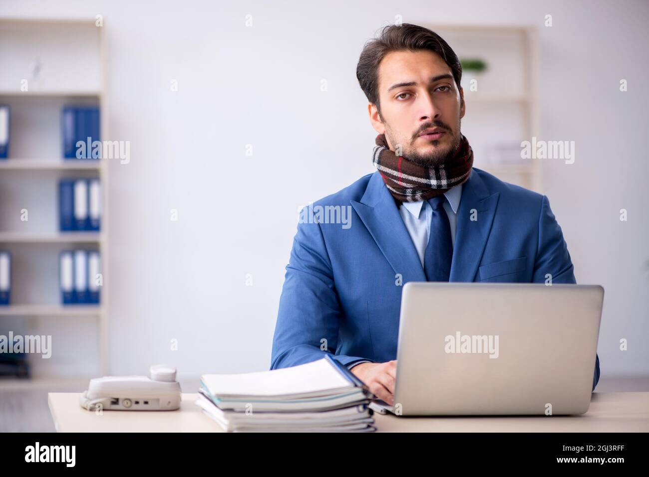 Businessman coughing work cough throat hi-res stock photography and ...