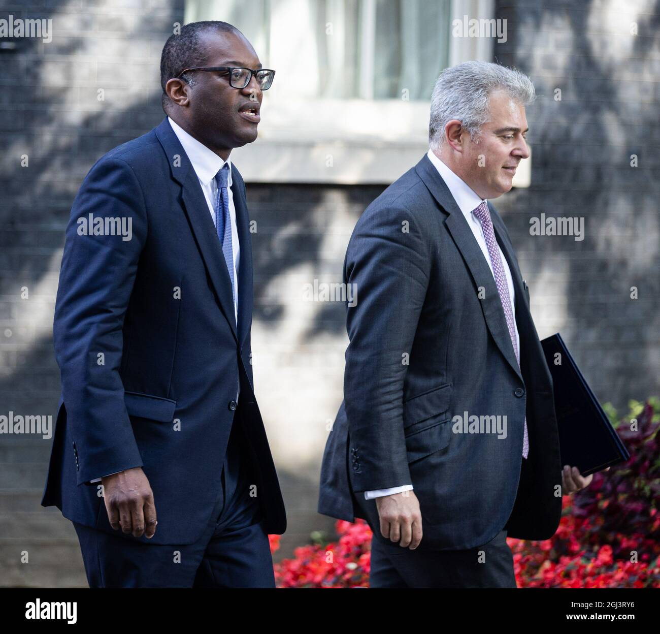 Kwasi Kwarteng and Brandon Lewis depart after a cabinet meeting in ...