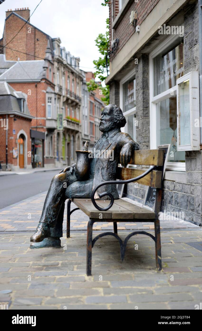 Dinant, Belgium 08-17-2014 sculpture of the saxophone inventor Adolphe ...
