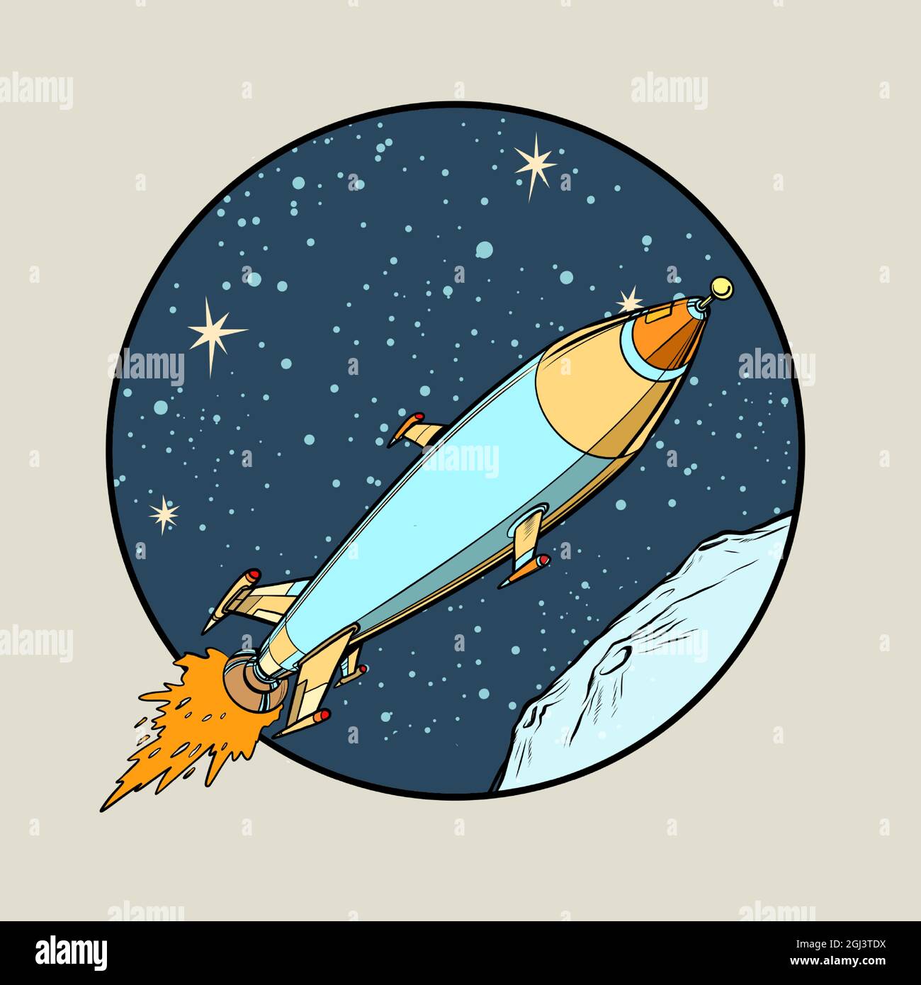 Retro rocket illustration hi-res stock photography and images - Alamy