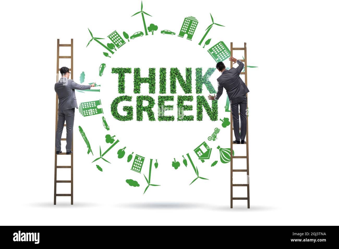 Businessman in the think green concept Stock Photo - Alamy