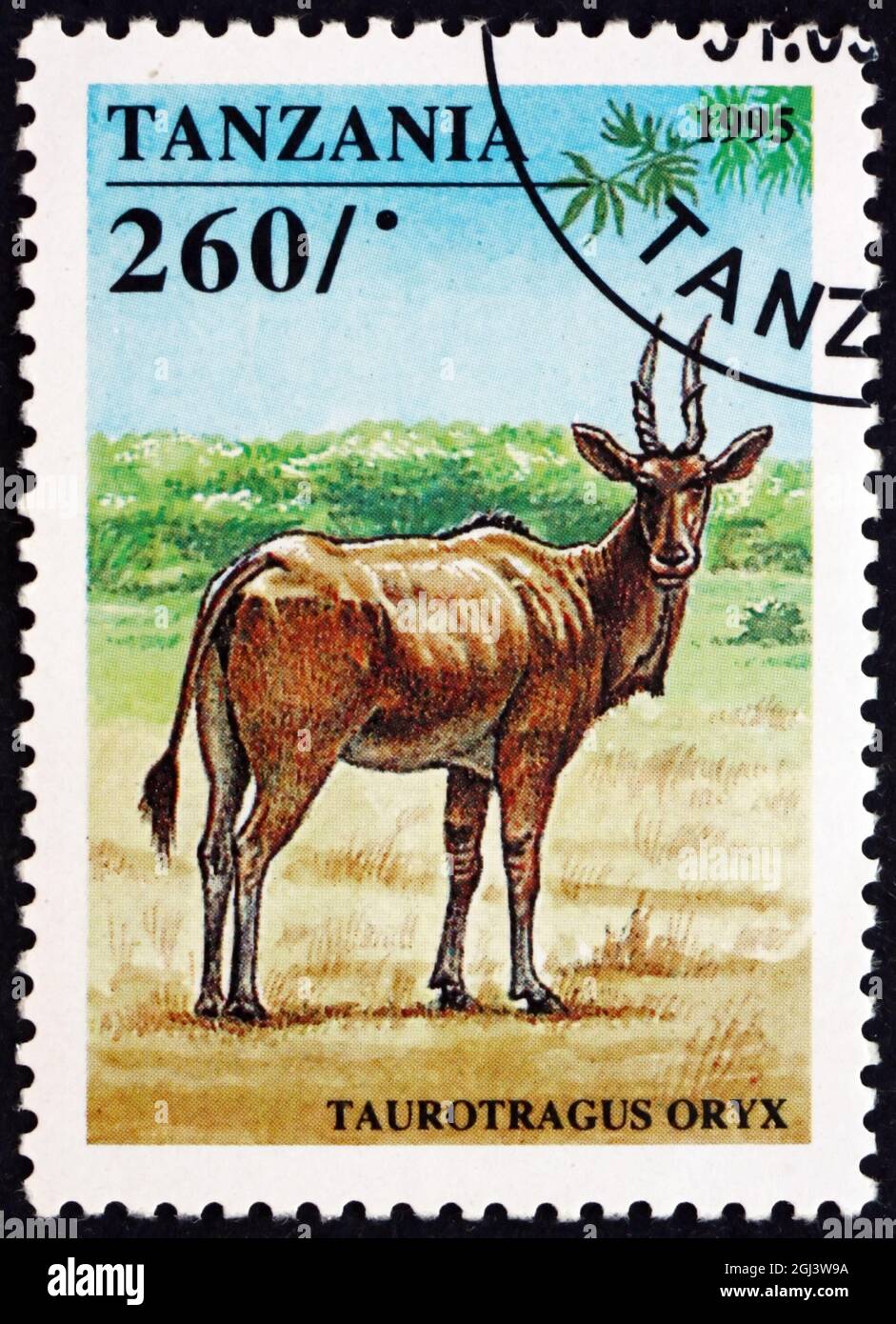 TANZANIA - CIRCA 1995: a stamp printed in Tanzania shows Eland antelope ...