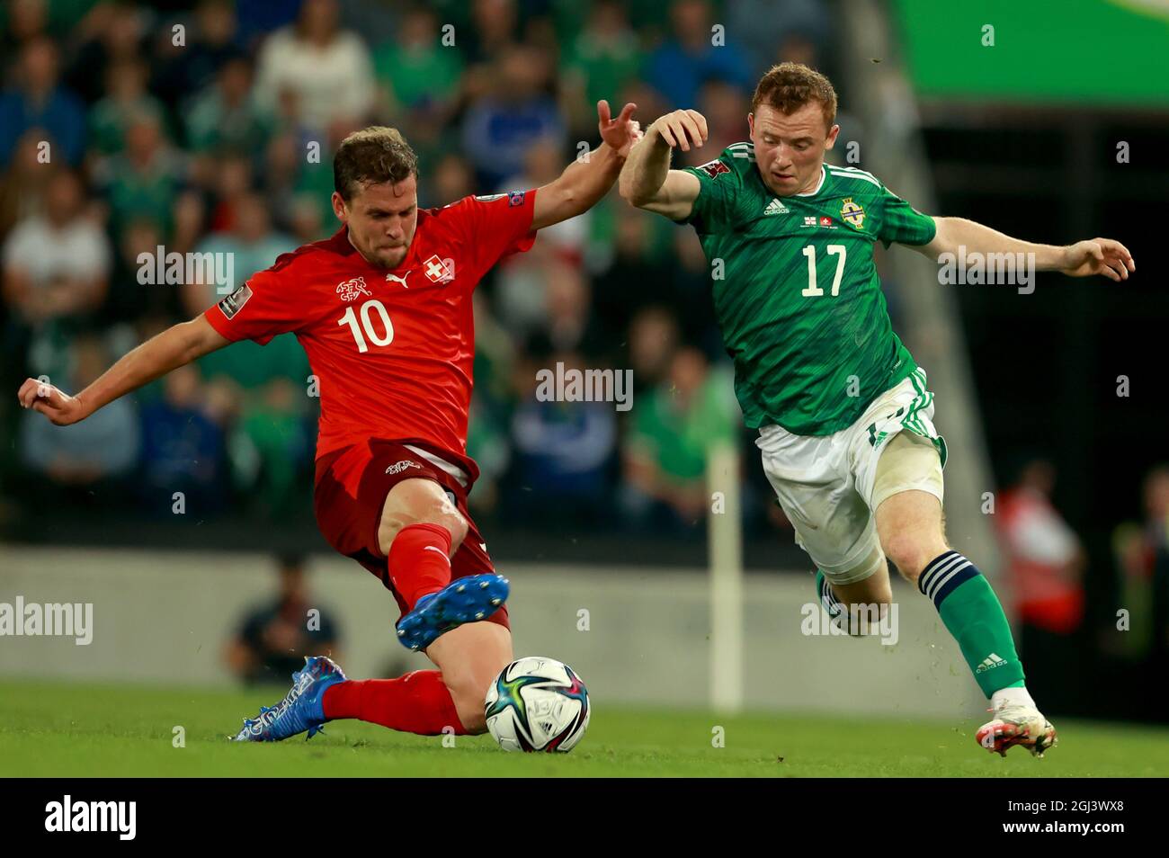 Switzerland’s Fabian Frei in action with Northern Ireland’s Shayne ...