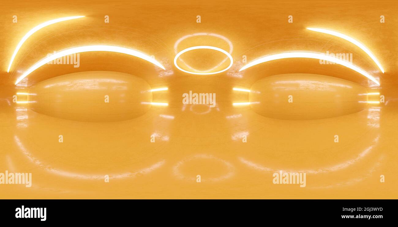 full 360 degree panorama environment map of orange industrial hall 3d ...