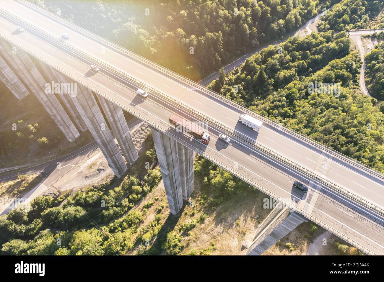 Aerial mountain cargo trucks hi-res stock photography and images - Alamy