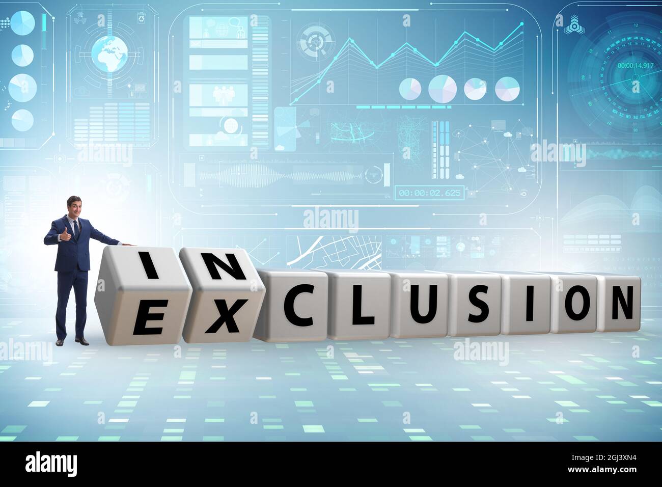 Businessman turning cubes in the inclusion and exclusion concept Stock ...