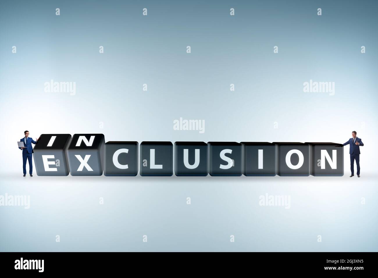 Businessman turning cubes in the inclusion and exclusion concept Stock ...