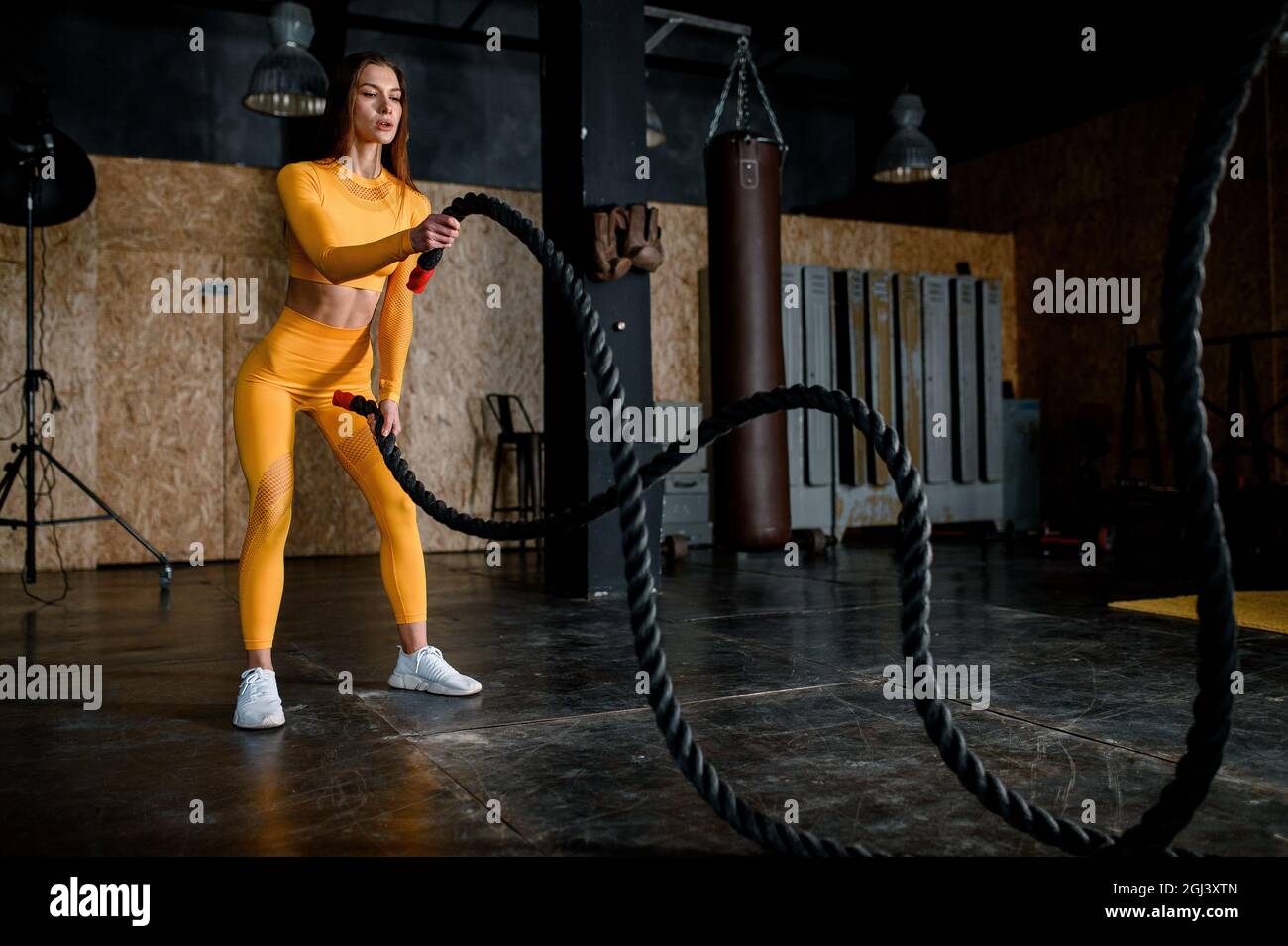 attractive fitness woman, trained female body, lifestyle portrait ...