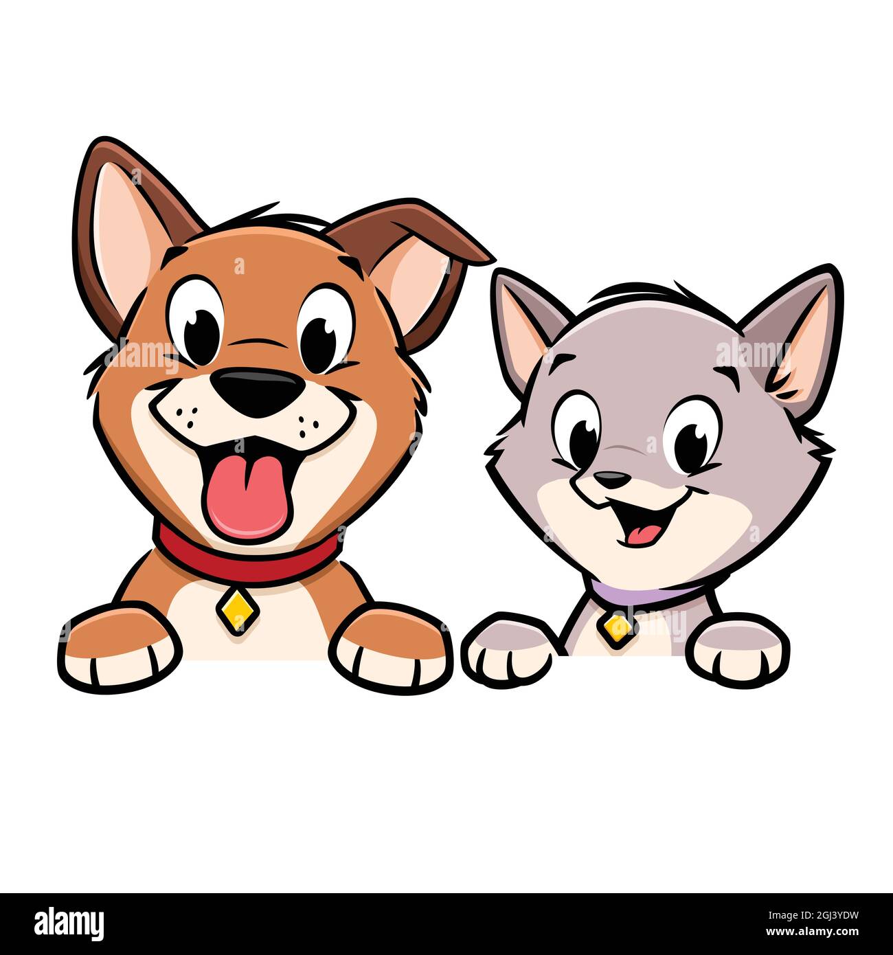 Cartoon Dog Cat Stock Vector Image & Art - Alamy