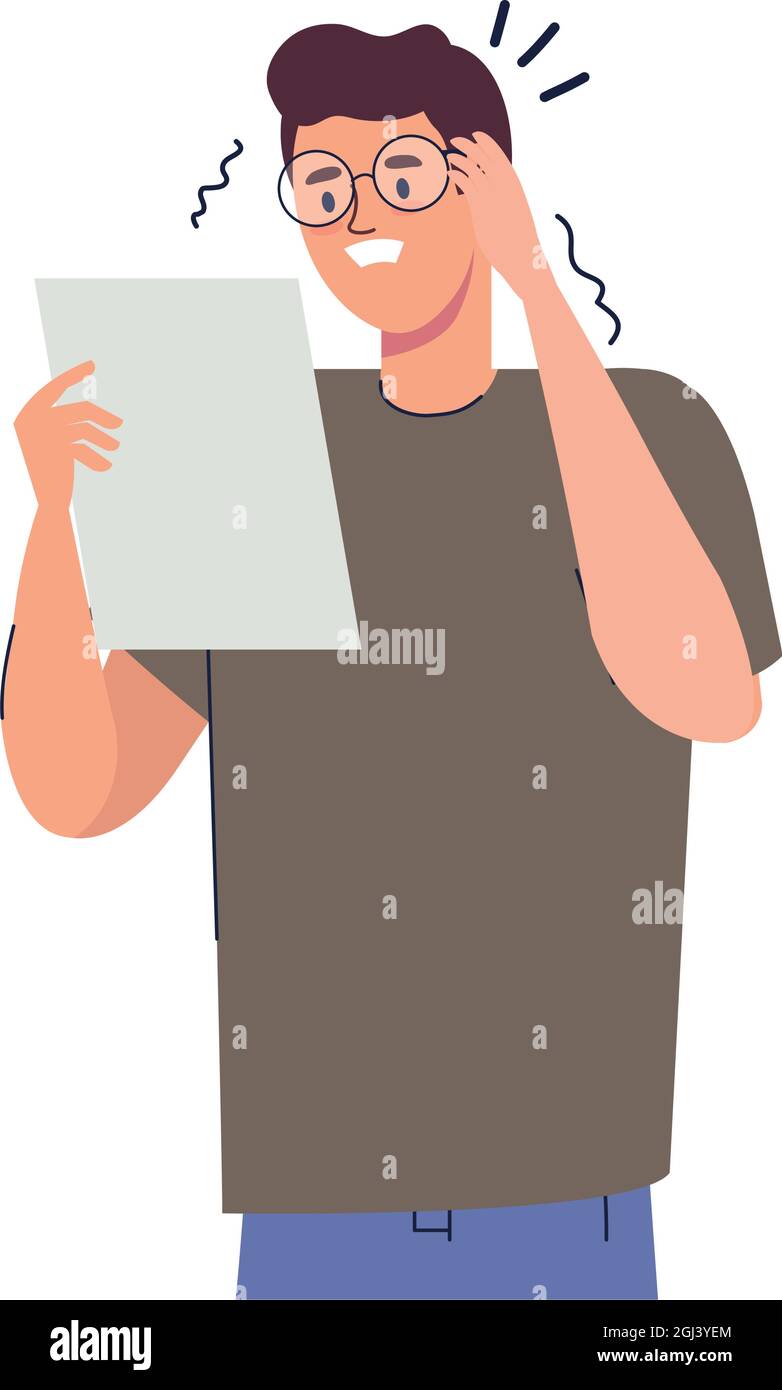 stressed man with paper Stock Vector Image & Art - Alamy