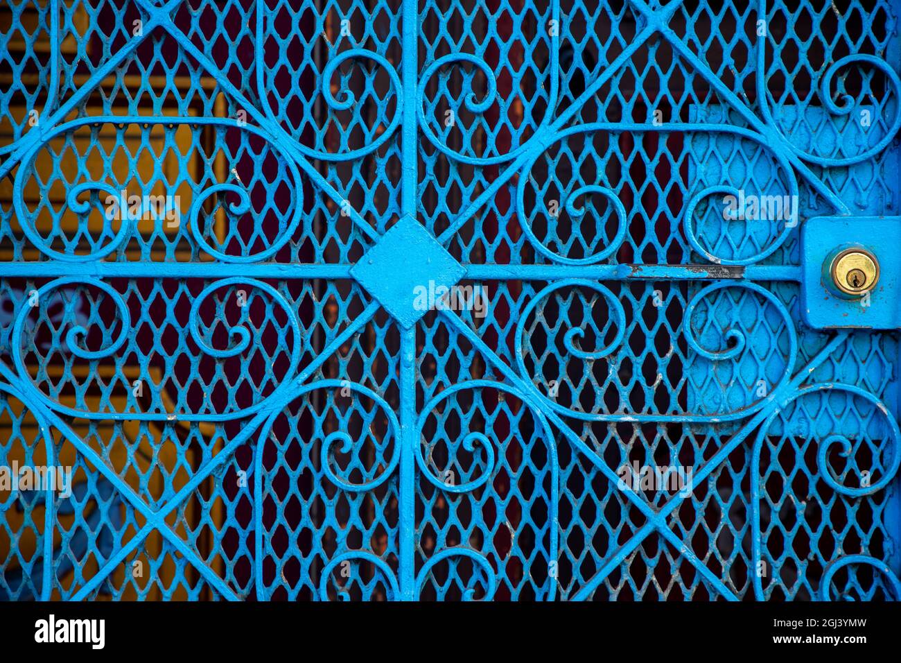 Blue gate to an apartment building on 24th Street in The Mission ...