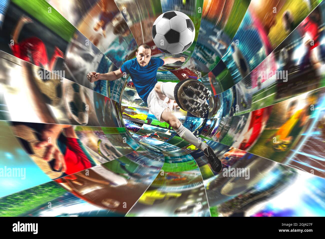 Streaming of soccer images on the internet in a digital cable Stock ...
