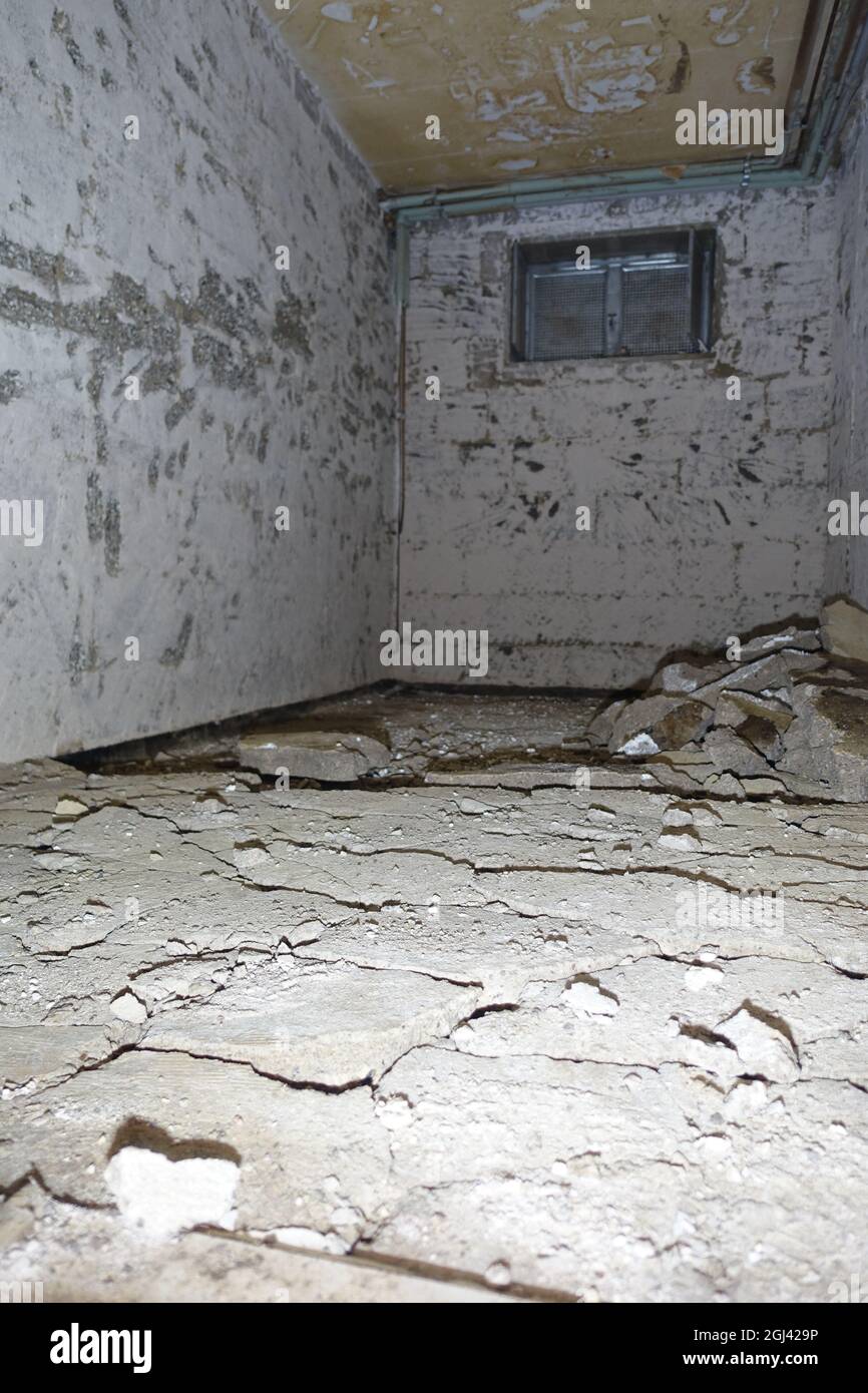 Demolition work in the basement of a residential building after the ...