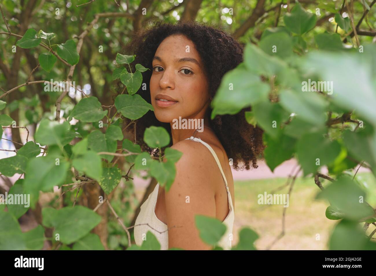 Fashion close up portrait of sensual attractive young naturally ...