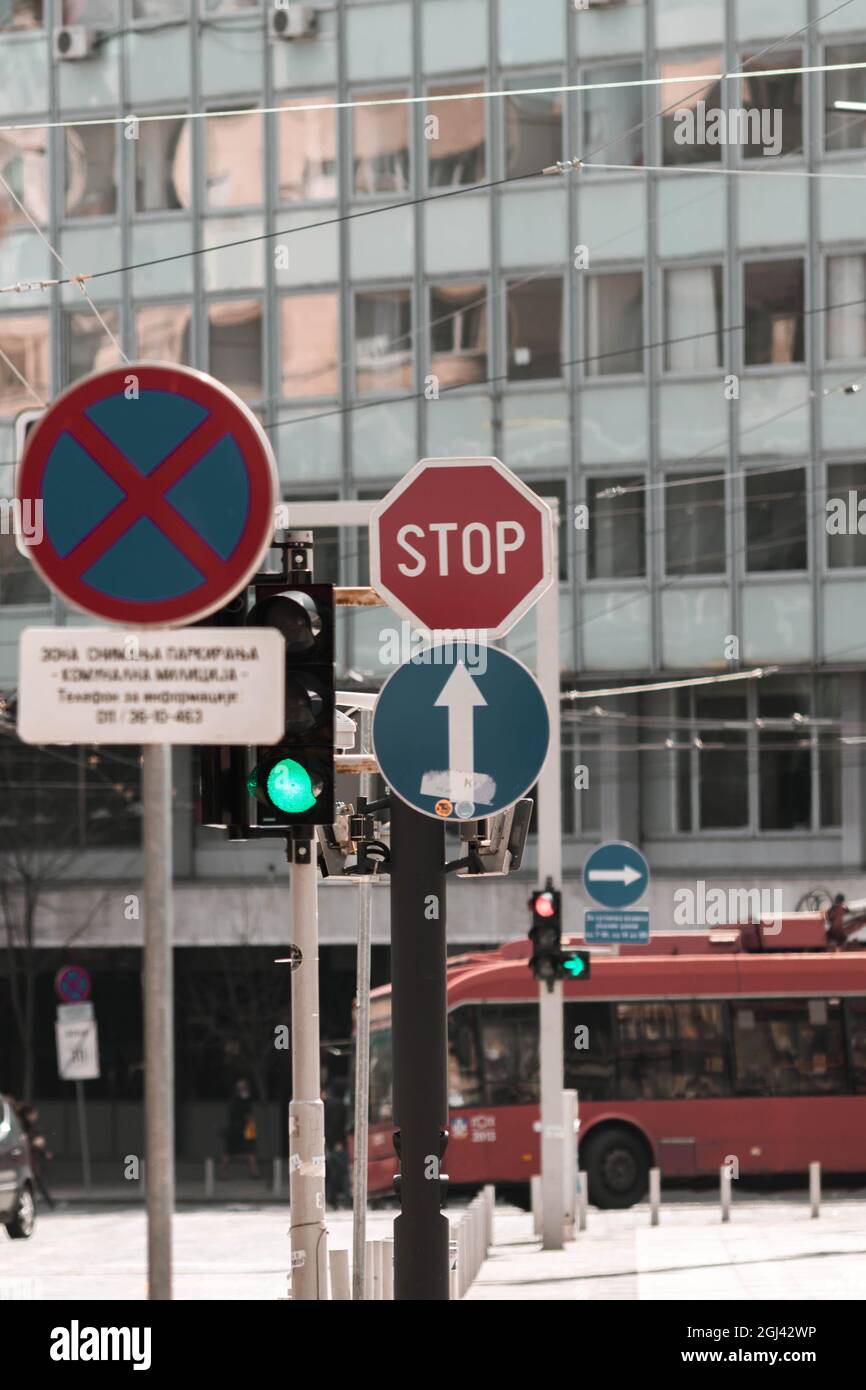 City traffic signs hi-res stock photography and images - Alamy