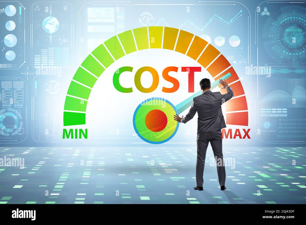Cost management concept with the businessman Stock Photo - Alamy