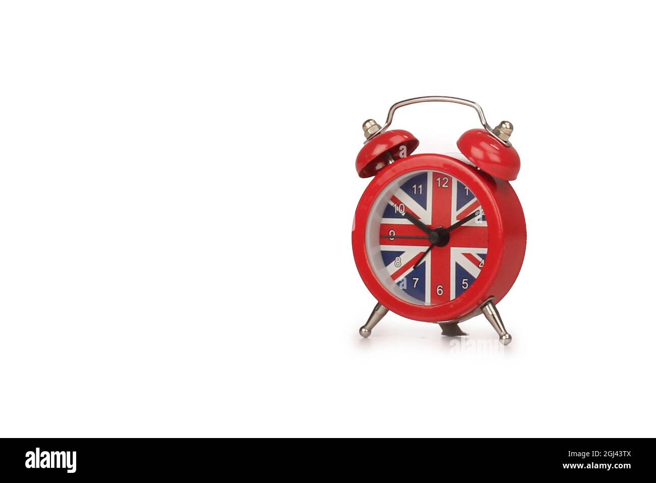 Alarm clock with the British flag isolated on a white background Stock ...