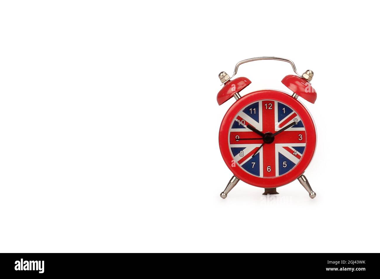 Alarm clock with the British flag isolated on a white background Stock ...