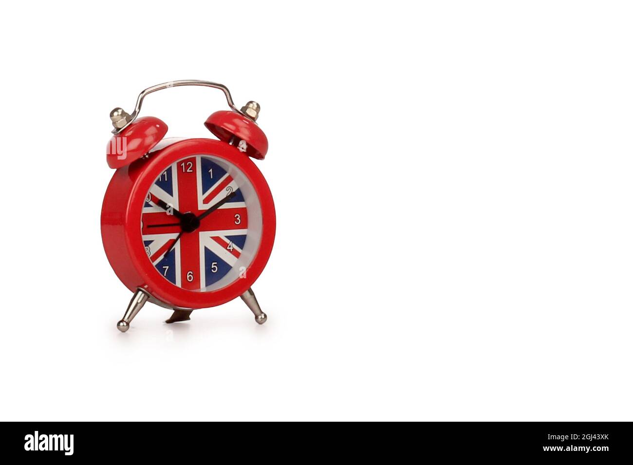Alarm clock with the British flag isolated on a white background Stock ...