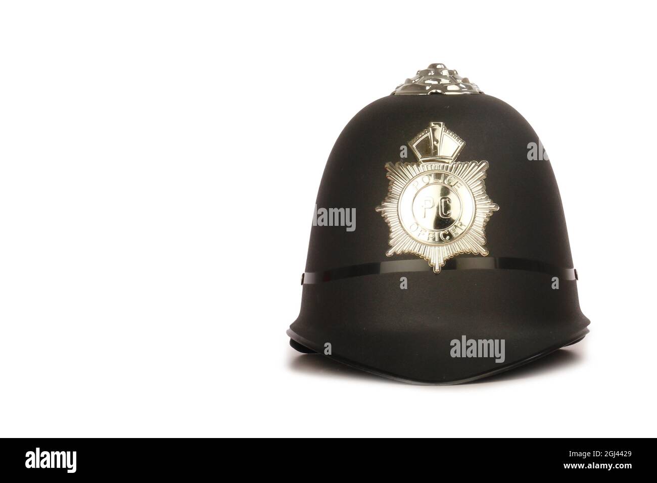 Traditional British police helmet isolated on a white background Stock ...