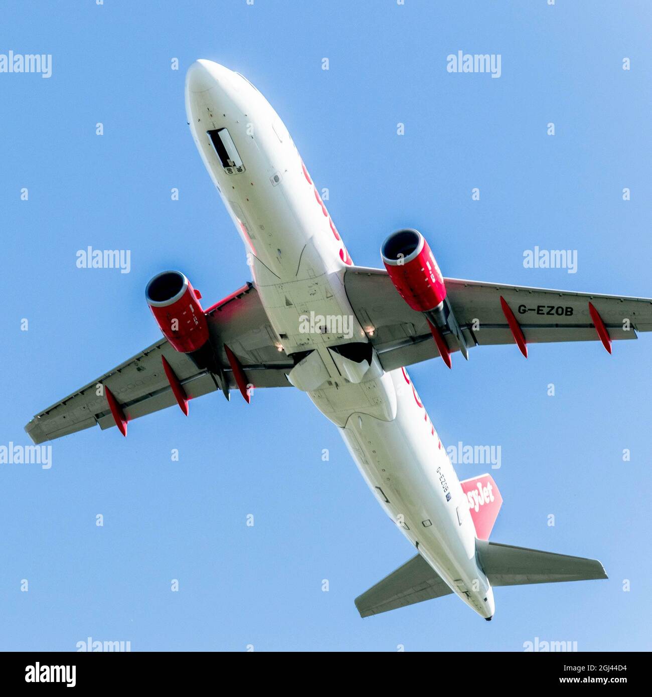 PISA ITALY, ITALY - May 30, 2018: The bottom view of the Easyjet A320 ...