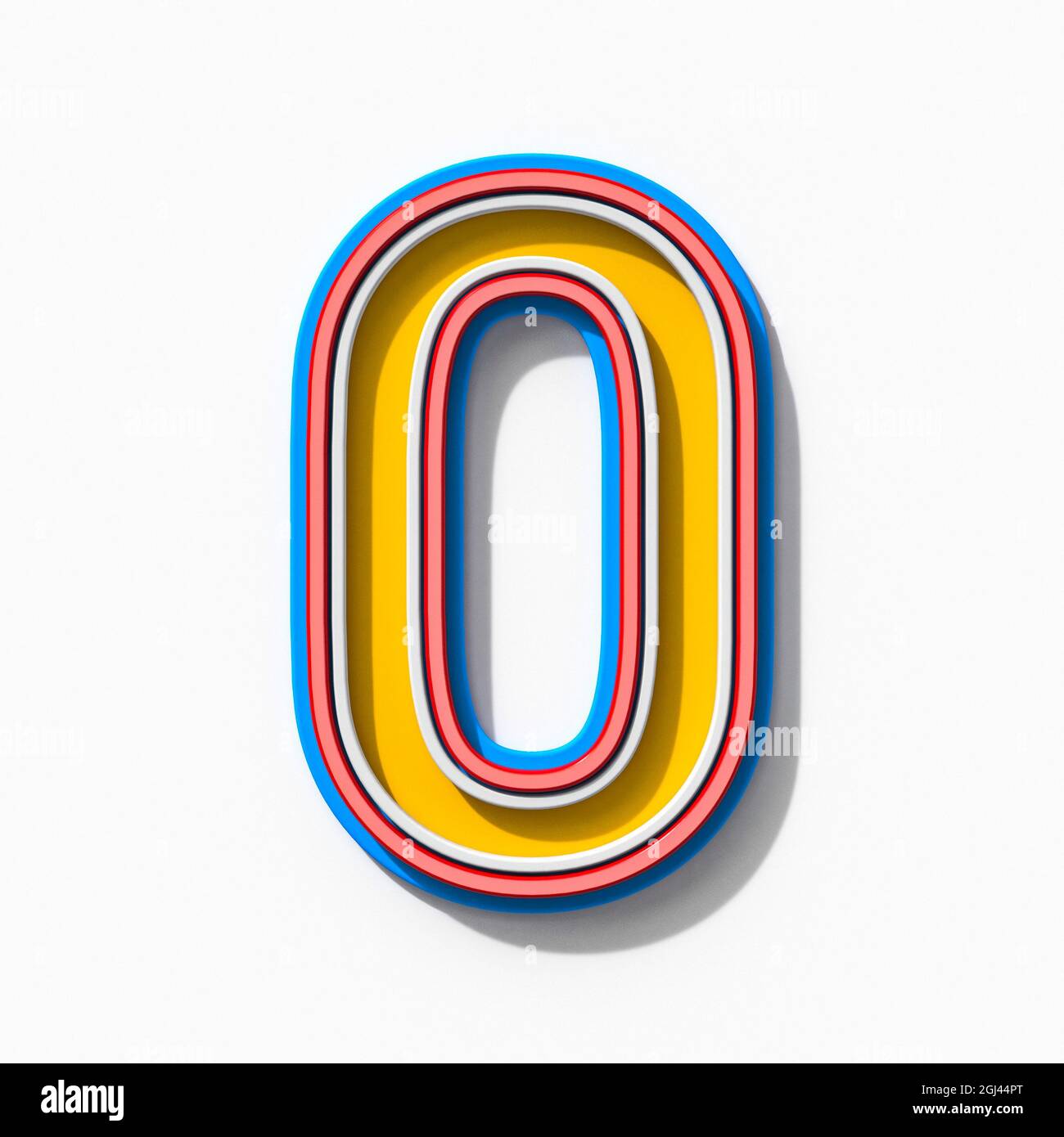 Slab serif colorful outlined font with shadows Number 0 ZERO 3D ...