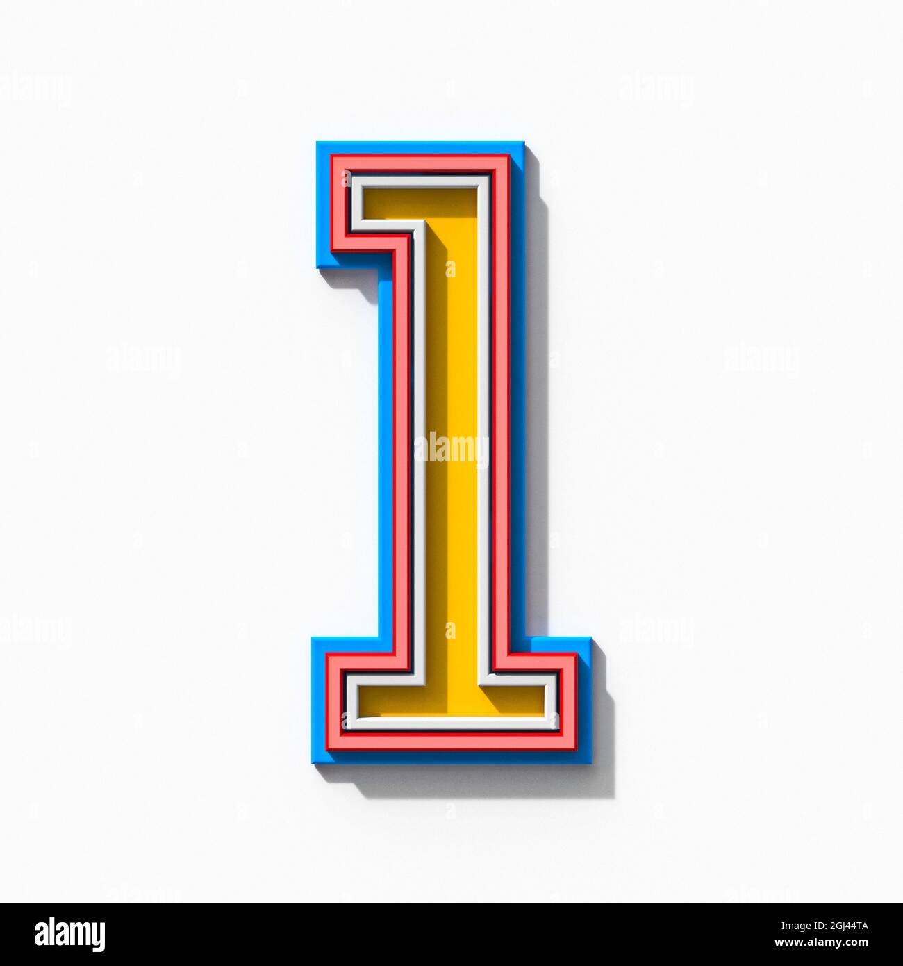 Slab serif colorful outlined font with shadows Number 1 ONE 3D ...