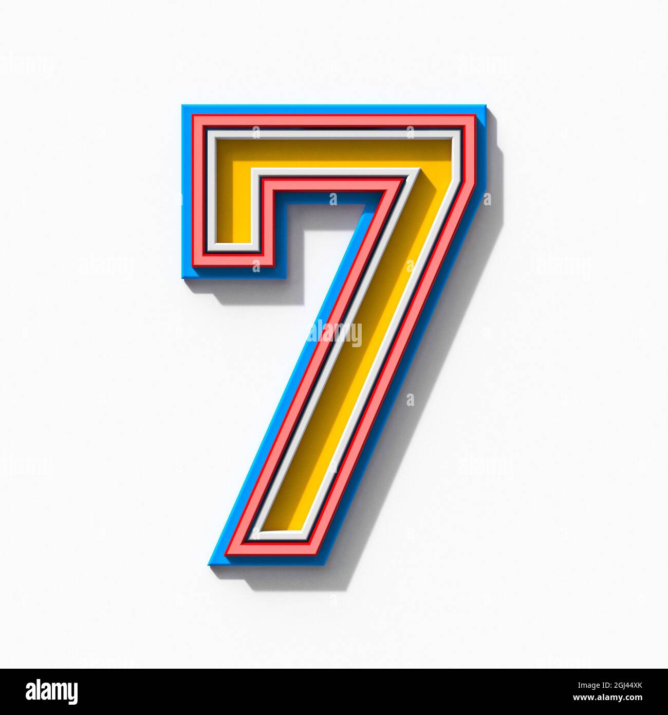 Slab serif colorful outlined font with shadows Number 7 SEVEN 3D ...