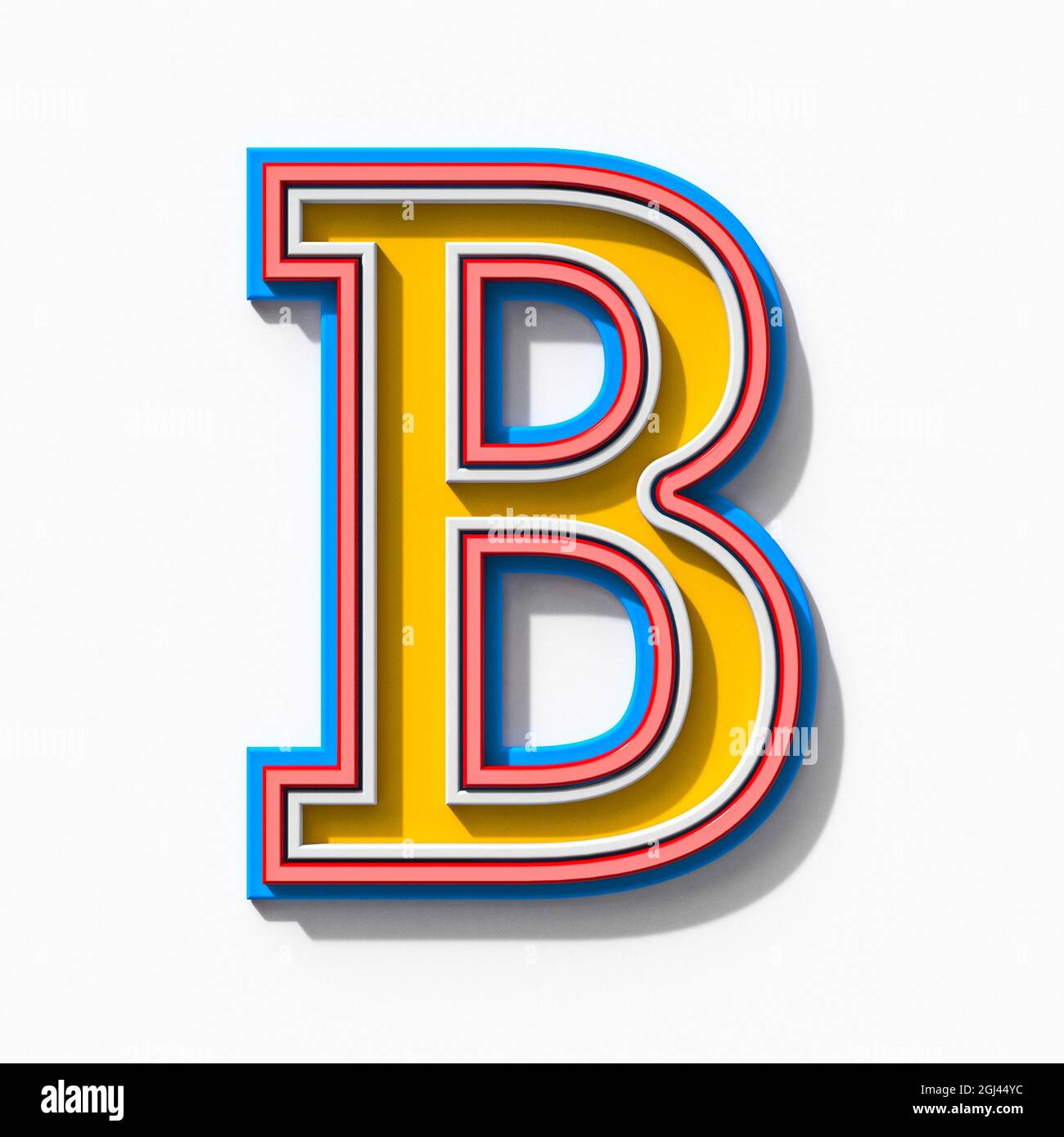 Slab serif colorful outlined font with shadows Letter B 3D rendering ...
