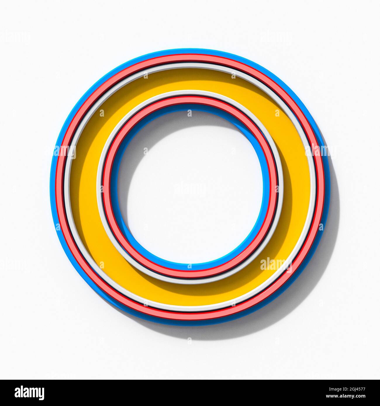 Slab serif colorful outlined font with shadows Letter O 3D rendering ...