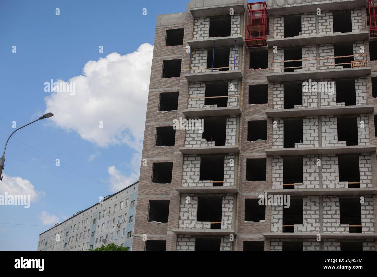 Construction of a multi-storey building. Concrete floors of an ...