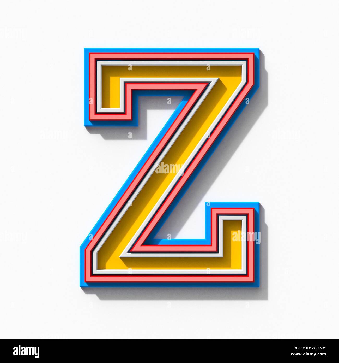 Slab serif colorful outlined font with shadows Letter Z 3D rendering ...