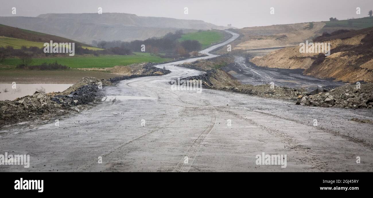 View of the infrastructure and road works before the Istanbul Canal ...