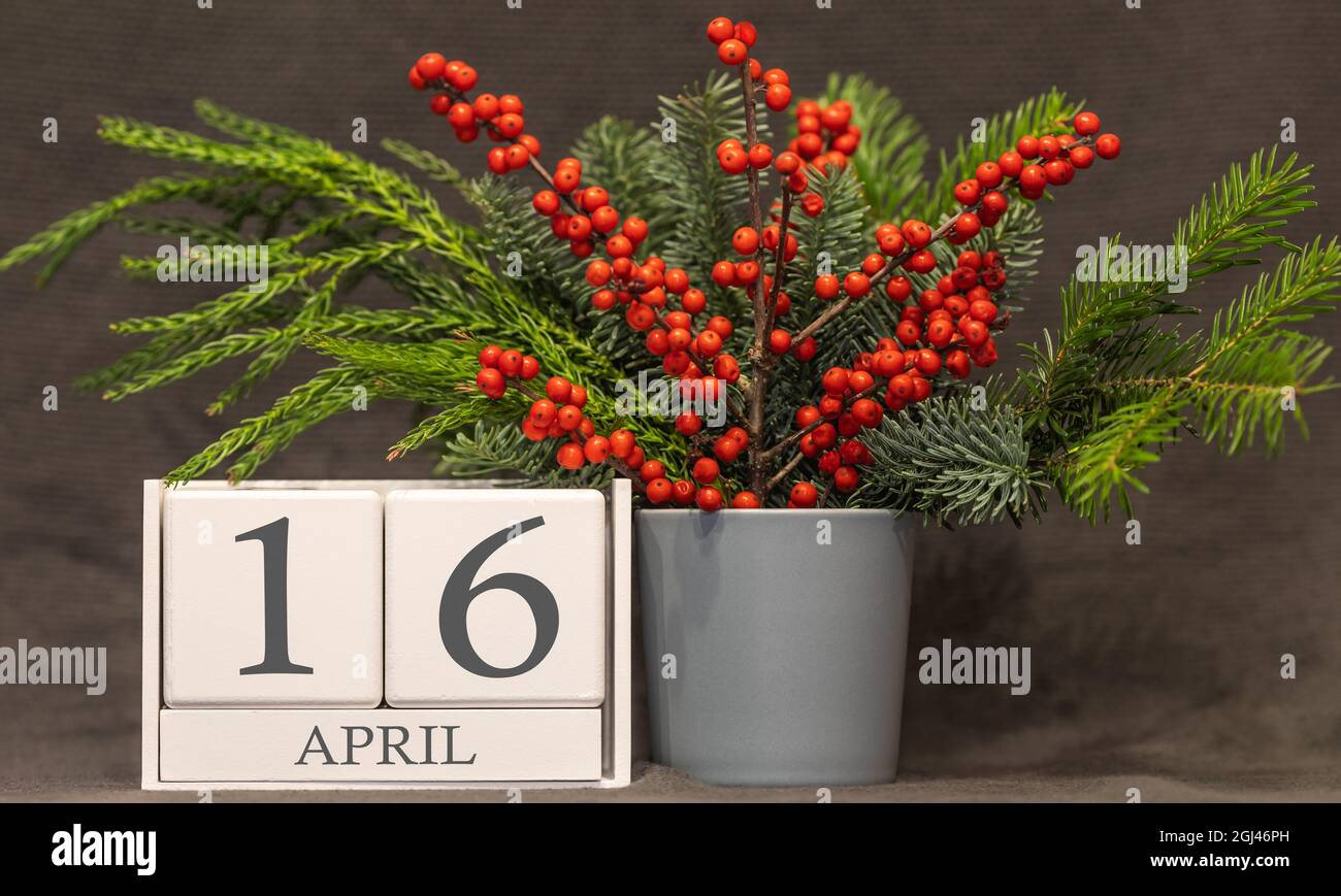Memory and important date April 16, desk calendar - spring season Stock ...