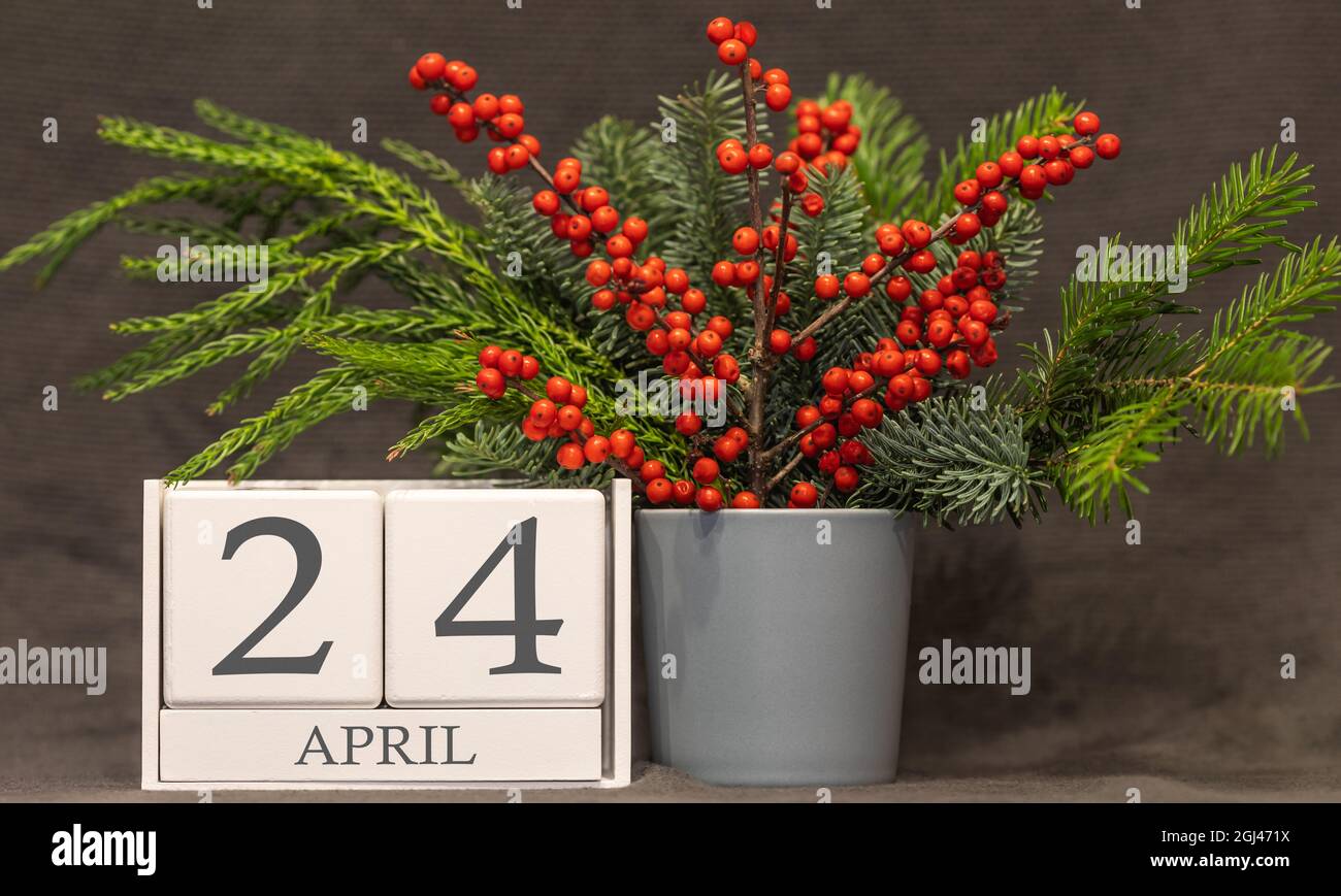 Memory and important date April 24, desk calendar - spring season Stock ...