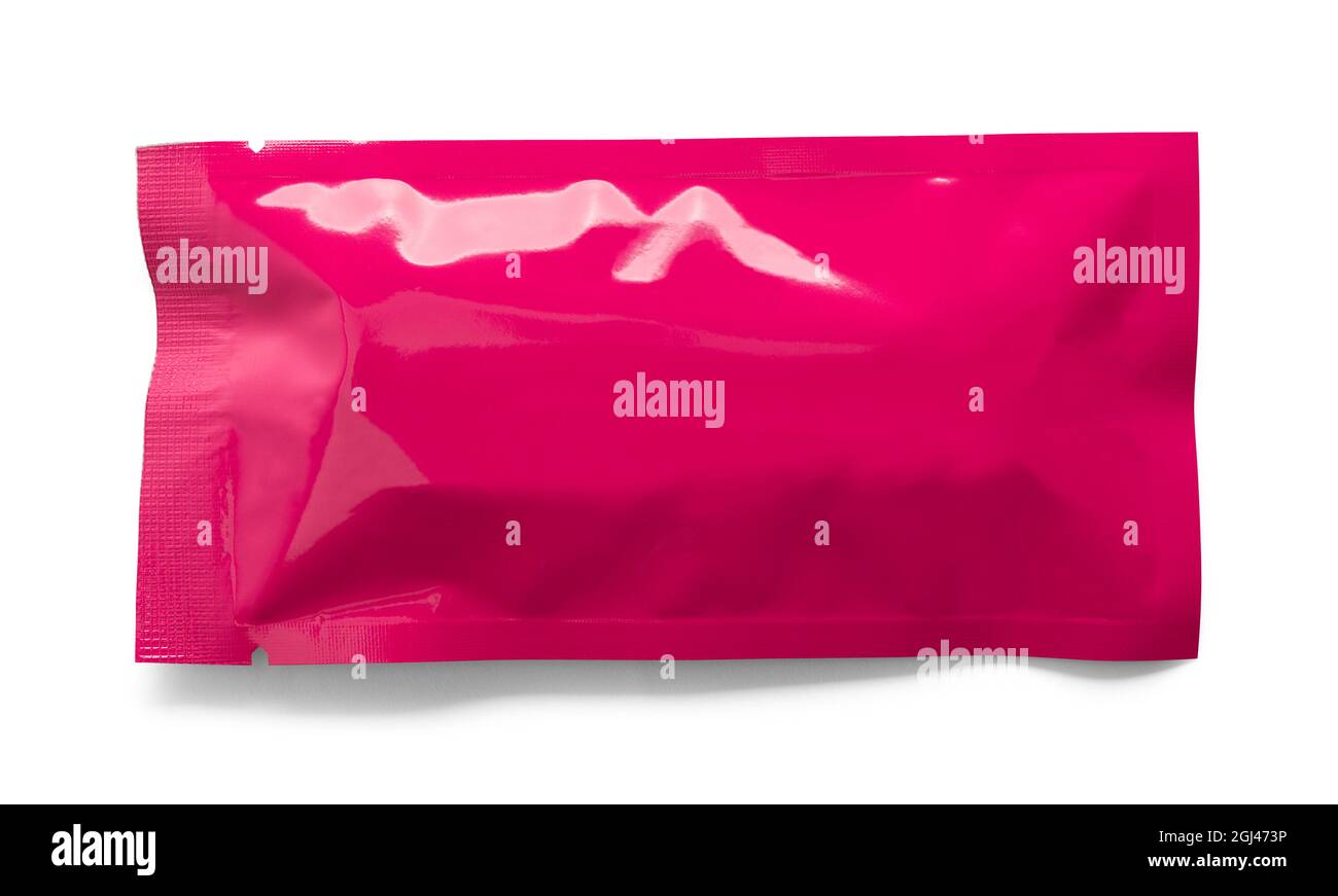 Plastic Pink Packet Cut Out on White Stock Photo - Alamy