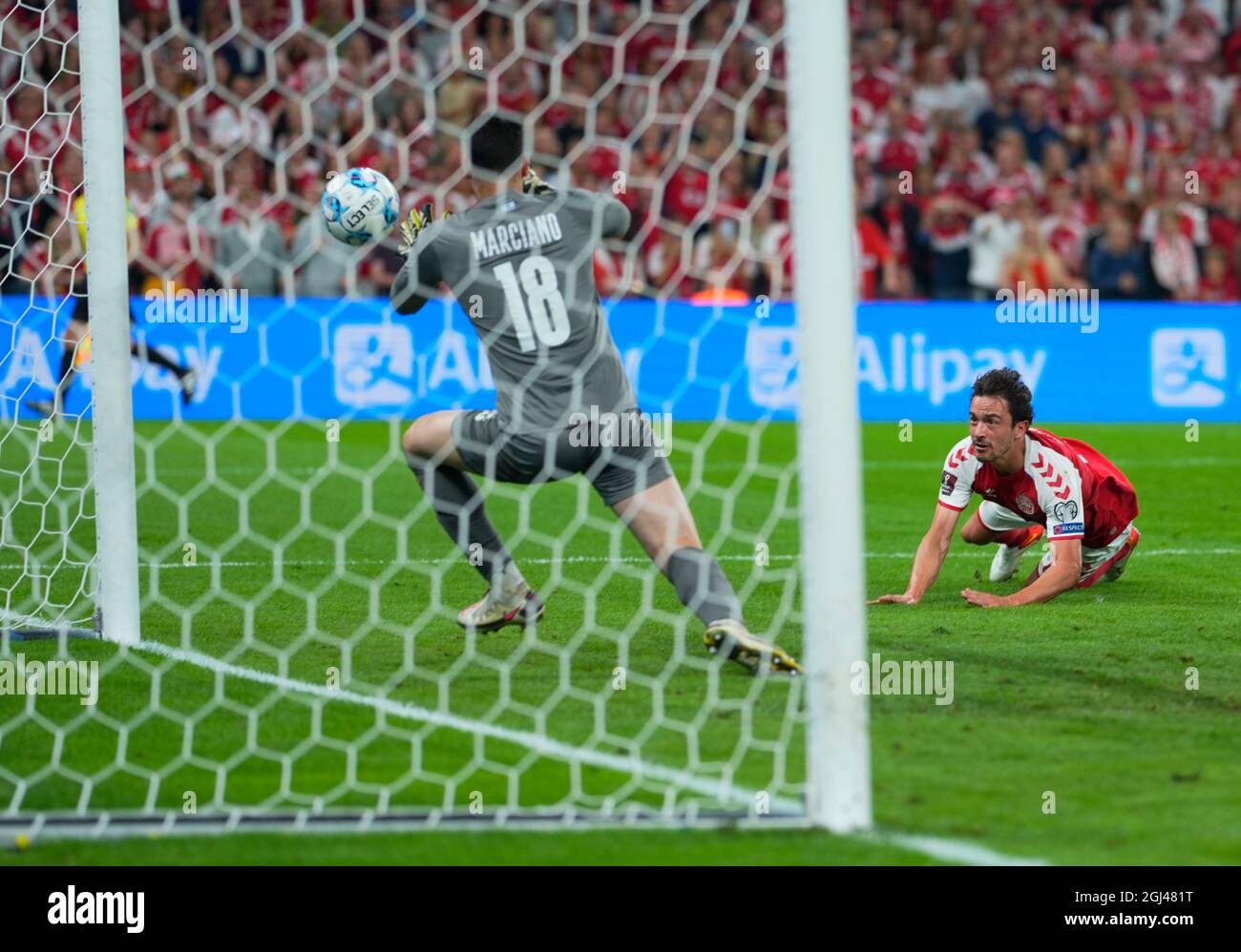 September 8, 2021: Thomas Delaney of Denmark scoring their fourth goal ...