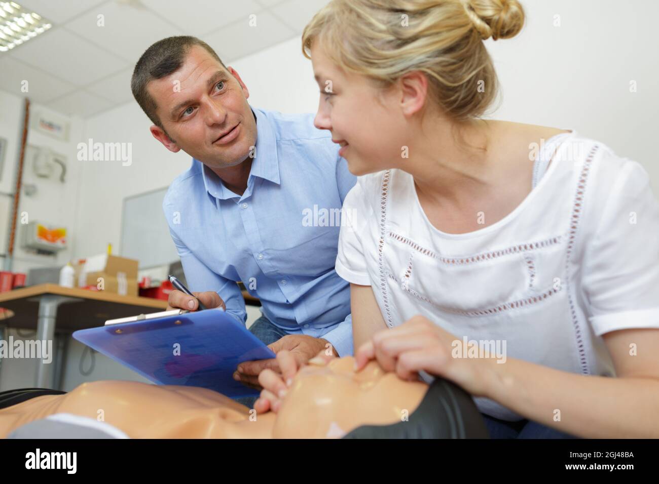 dummy in a training hospital bed Stock Photo - Alamy