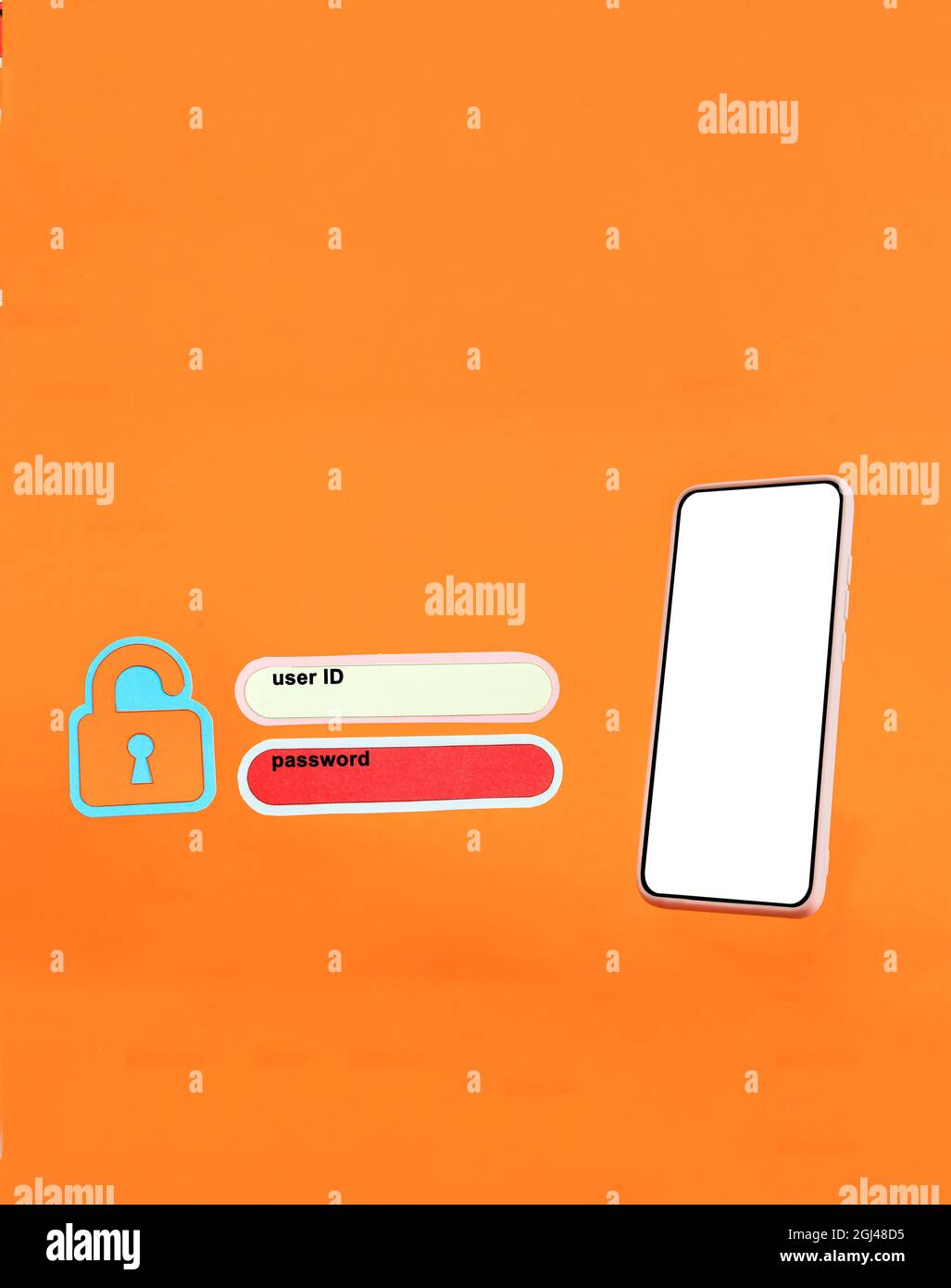 Illustration of a simple login interface with a lock and a 3D rendered ...