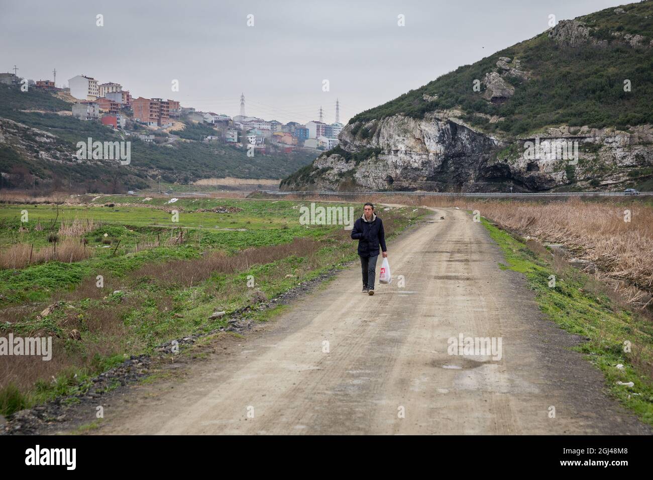 The view from around Sazlidere Stream at the crossing point of the ...