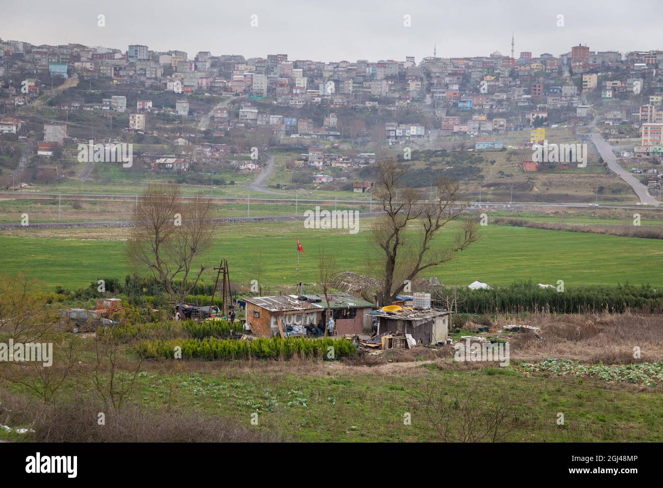 The view from around Sazlidere Stream at the crossing point of the ...