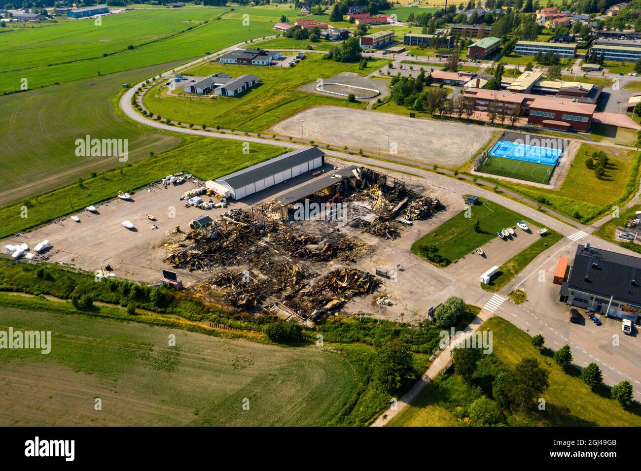 Aerial of fire burned building hi-res stock photography and images - Alamy
