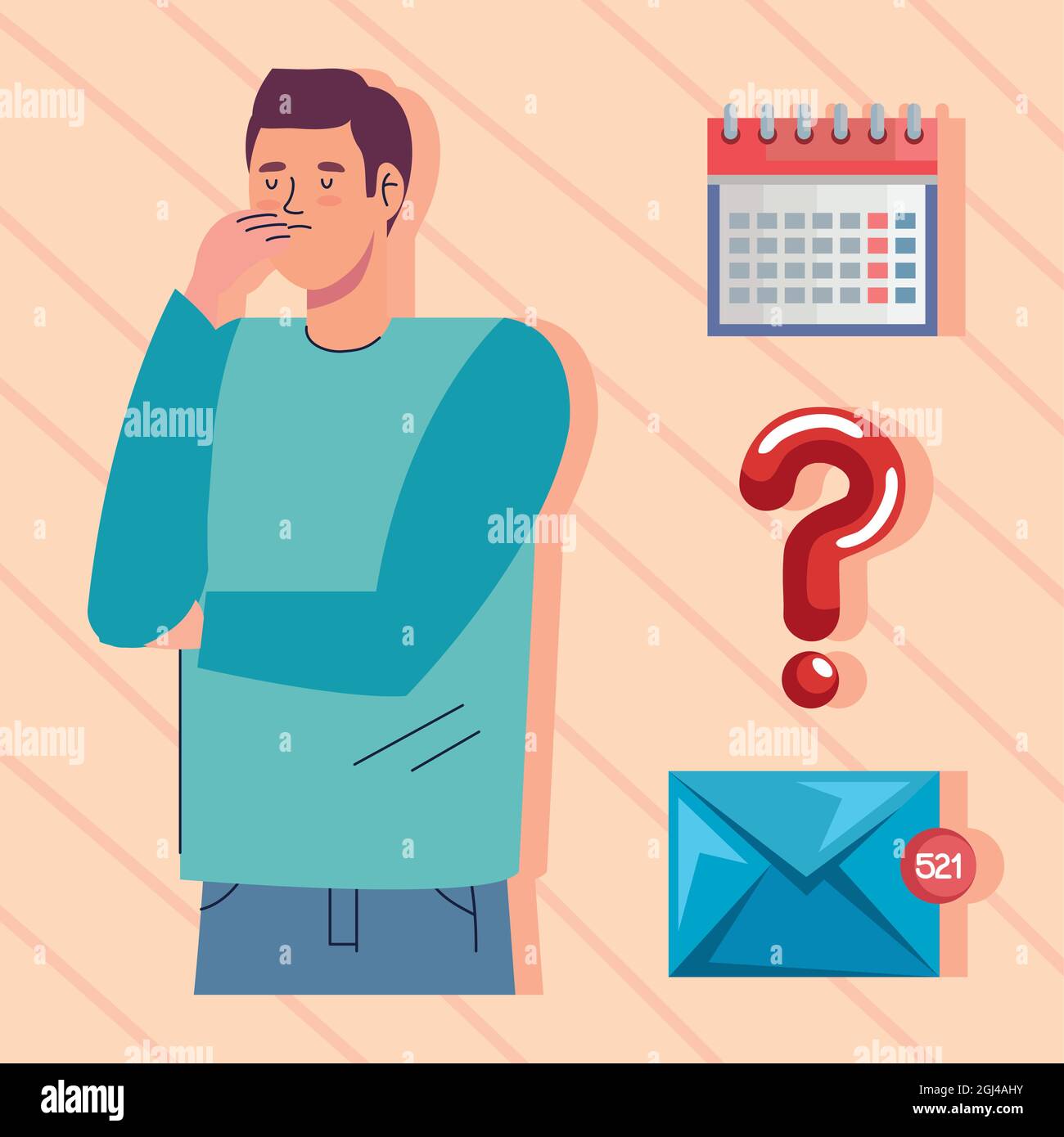 stressed man with work icons Stock Vector Image & Art - Alamy
