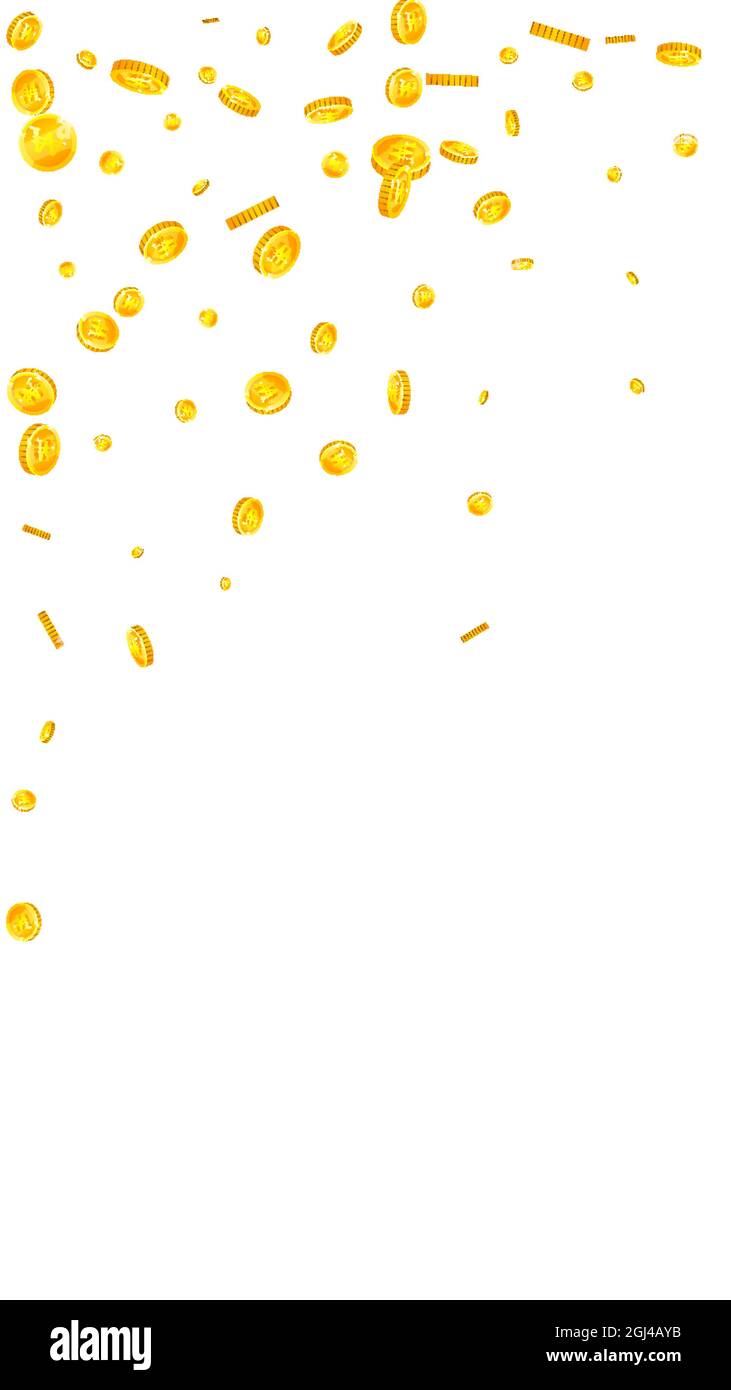 Korean won coins falling. Original scattered WON coins. Korea money ...