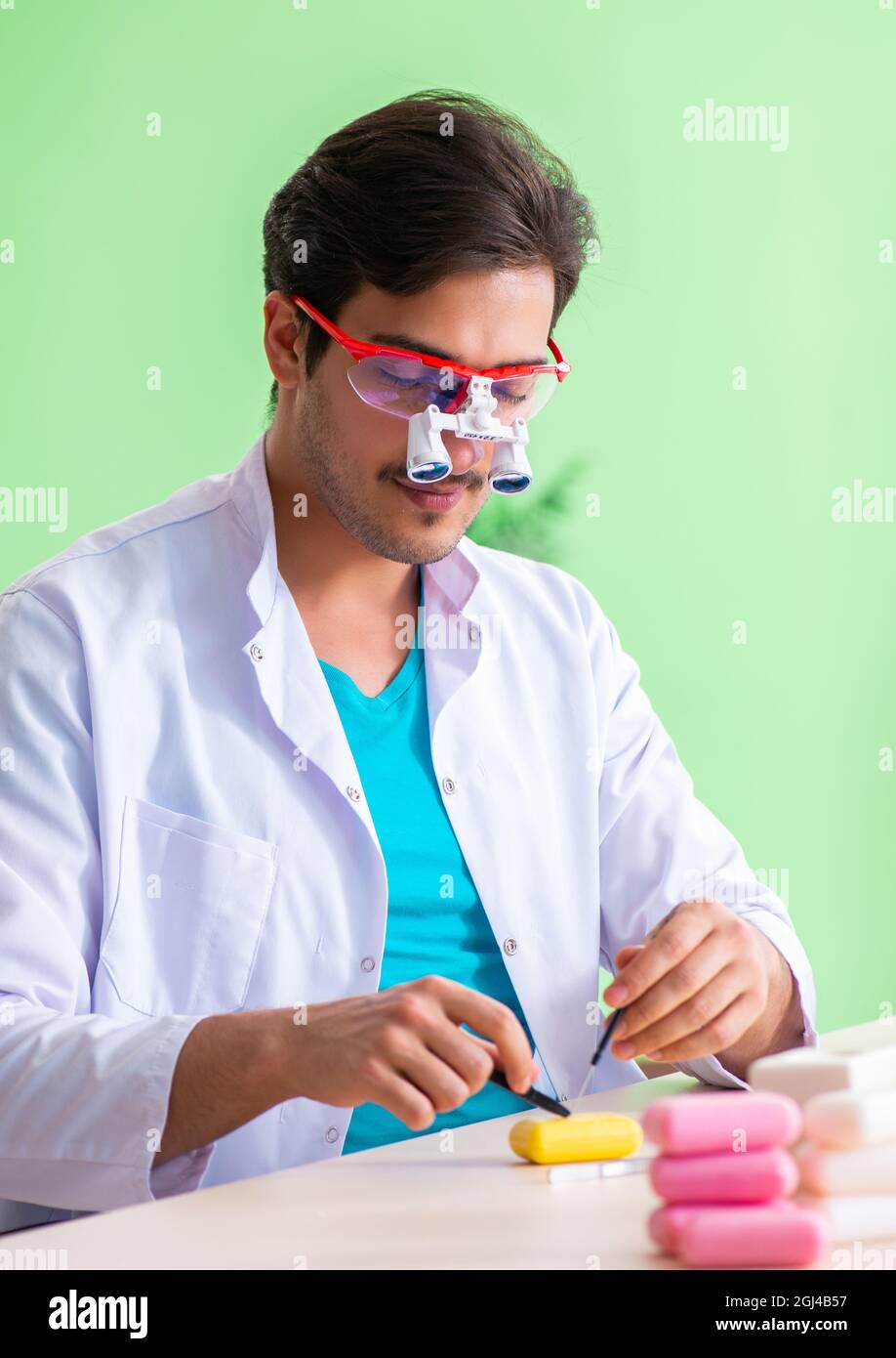 The chemist testing soap in the lab Stock Photo - Alamy