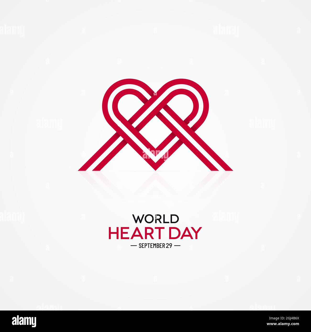 Braided ribbon heart shape on white background. World Heart Day banner ...