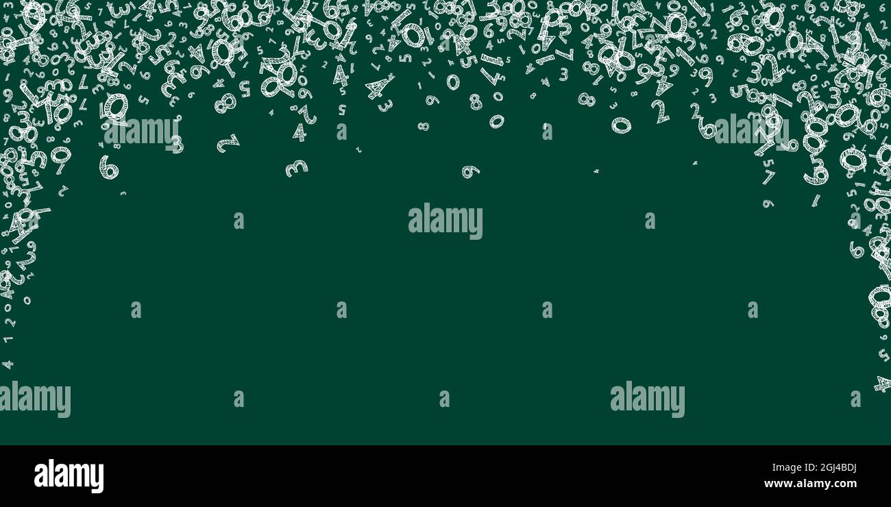 Falling childish chalk numbers. Math study concept with flying digits ...